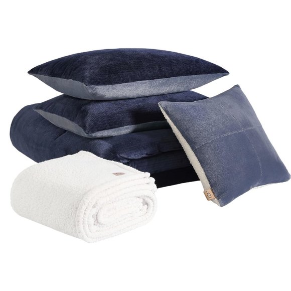 UGG | Bedding | Ugg Brody 5pc Reversible King Comforter Set Navy Blue ...